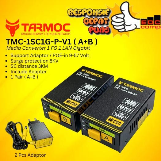Tarmoc TMC-1SC1G-P 1 FO 1 LAN Gigabit POE IN 5-24V HTB GS-03 A+B ...