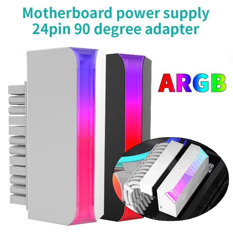 ATX 24 Pin 90 Degree Plug Adapter 5V ARGB Motherboard Power Supply ...