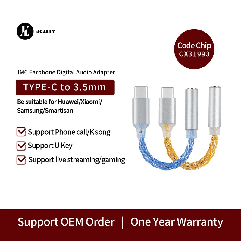 JCALLY JM6 CX31993 Digital Audio Portable Decoding Amp Hifi DAC Mobile Headset USB Type C to 3 ...