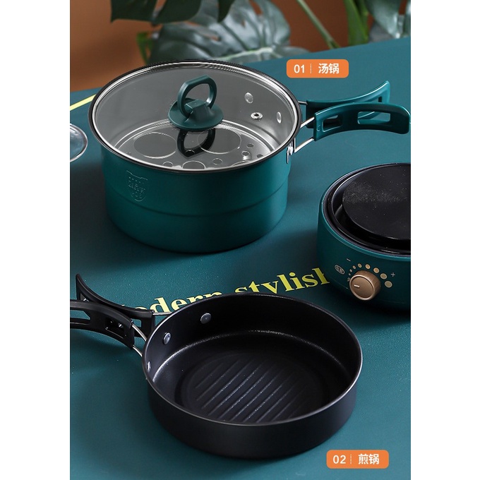 110V/220V Electric Cooking Pot Foldable Hotpot Portable Multicooker ...