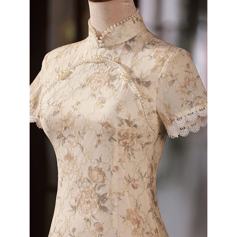 [Double-Layer Golden Silk Chiffon] Cheongsam Young Style Elegant ...