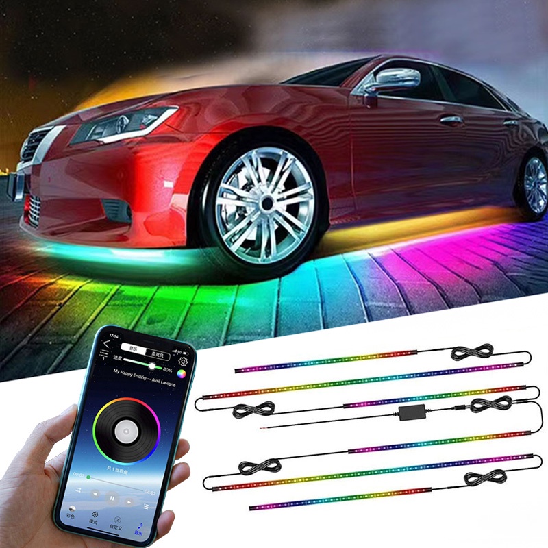 Car Neon Light RGB Undercar Bar Flexible LED Strip Decoration Ambient ...
