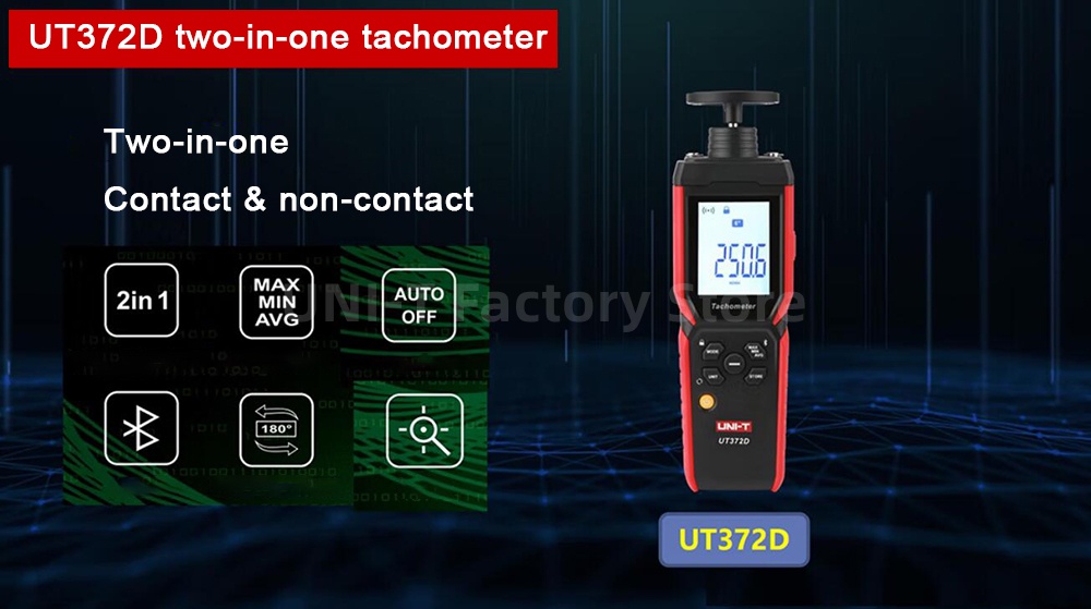 UNI-T UT372D 2-in-1 Intelligent Digital Tachometer; Contact and Non ...