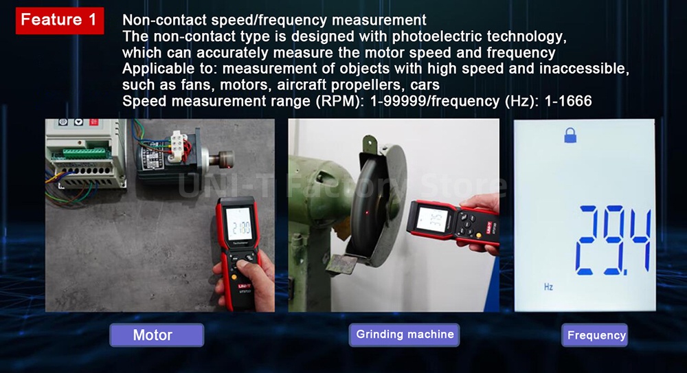 UNI-T UT372D 2-in-1 Intelligent Digital Tachometer; Contact and Non ...