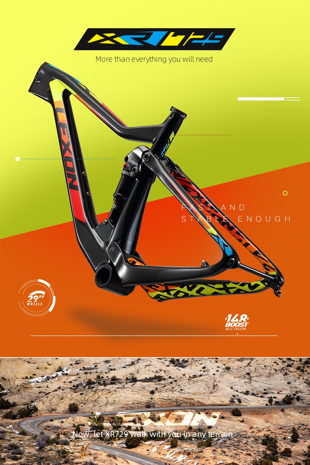 New LEXON XR729 Full Suspension Mountain Bike Frame XC Trial Cross ...