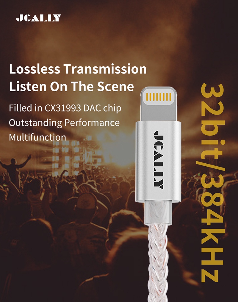 JCALLY JM7 JM7L USB TypeC light ning To 3.5mm Digital Audio Cable DAC ...