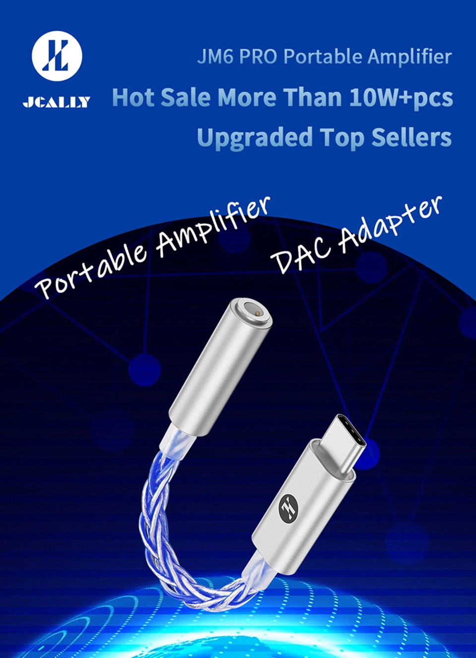JCALLY JM6 Pro Type-C to 3.5mm Dual DAC CX31993 MAX97220 digital audio ...