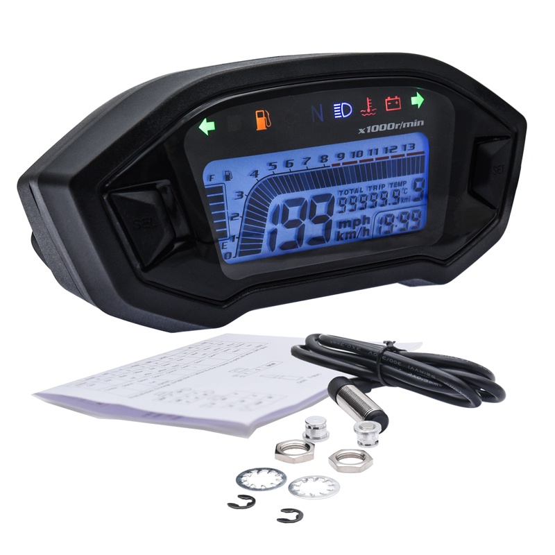 Digital Speedometer Tachometer Voltmeter Water Temp Fuel Level Tacho ...