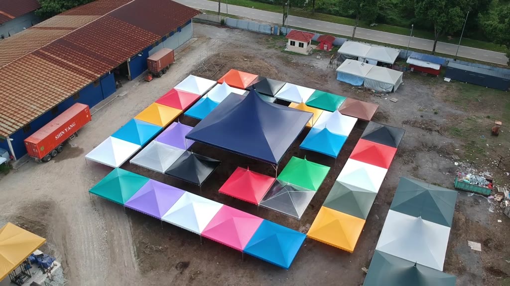 Full Set Siap Pos Khemah Piramid 20 x 20 Kanopi Kanvas Korea UV Pyramid ...