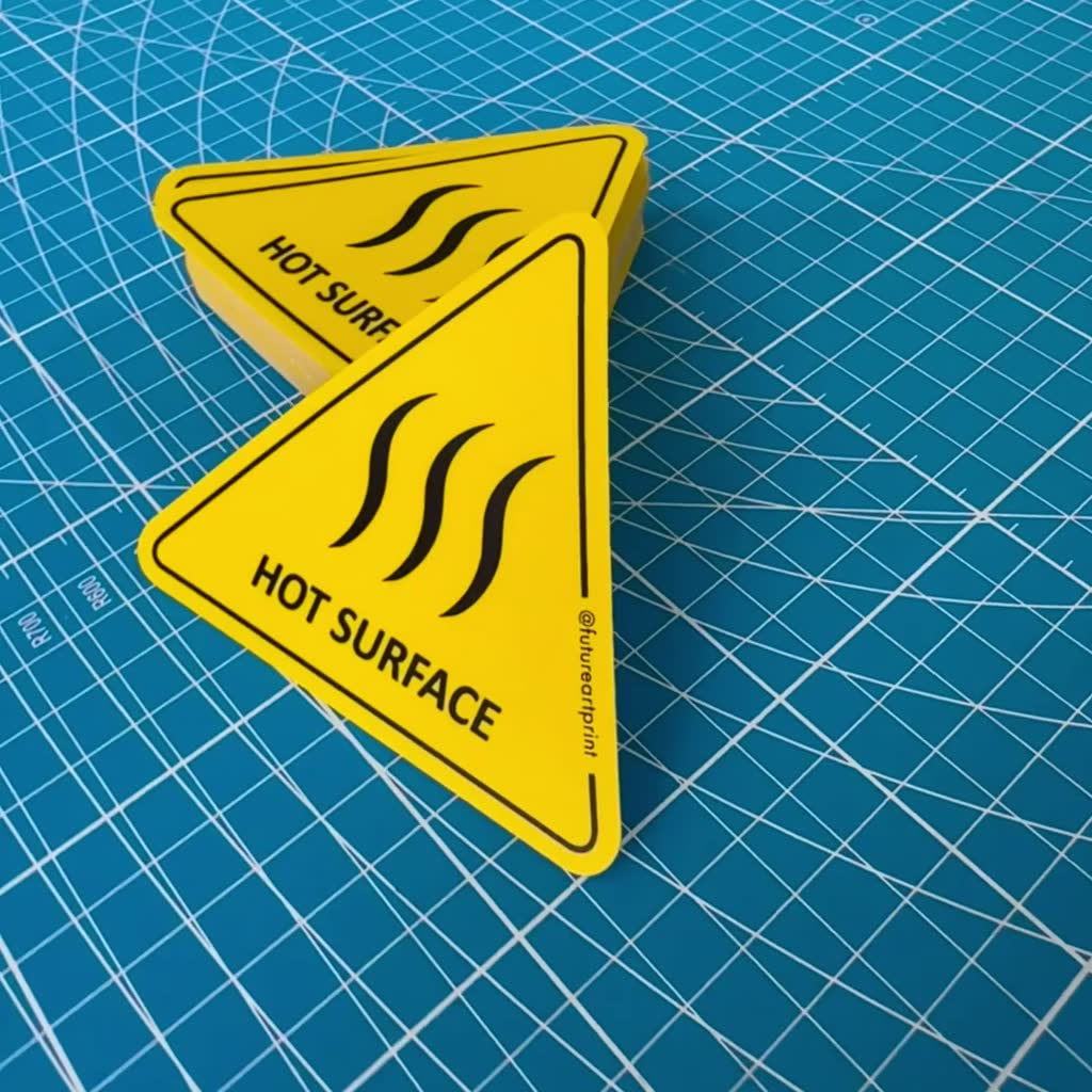 Hot Surface. High Temperature. Premium Triangle Sticker Sign Warning ...
