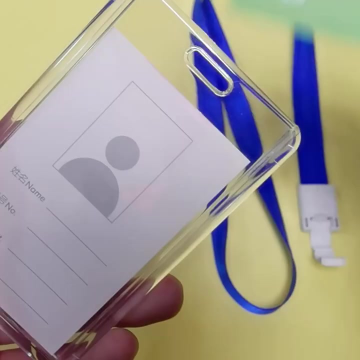 Transparent Acrylic ID Card Holder Employee Work Badge Vertical Holders ...