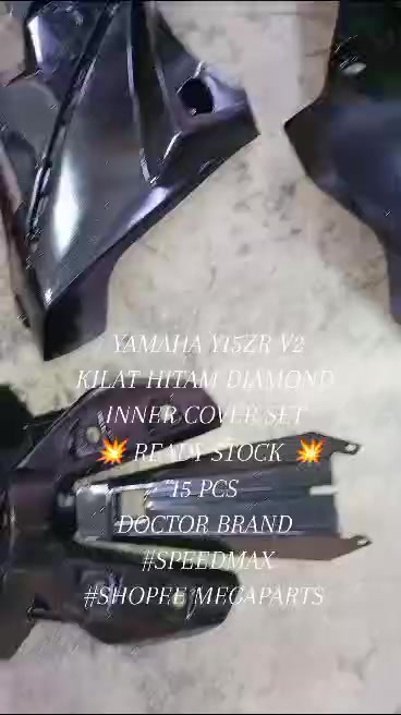 Y15ZR V1 V2 BRIGHT BLACK INNER COMPLETE COVER SET - HLD / DRCTOR BRAND - KILAT HITAM INNER BODY ...