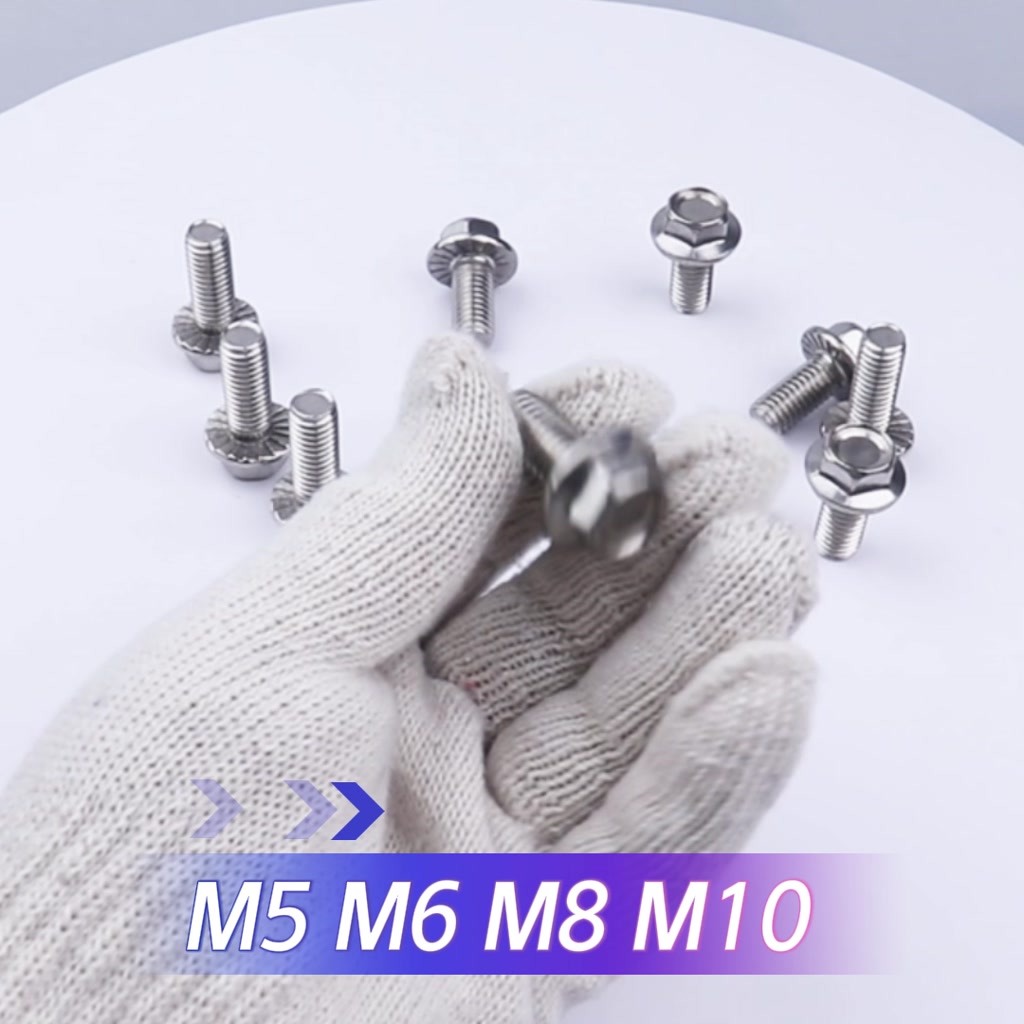 Hex Flange Bolt M5 M6 M8 304 Stainless Steel Allen Bolts GB5789 Skru Spanner SHINY SURFACE DIY ...