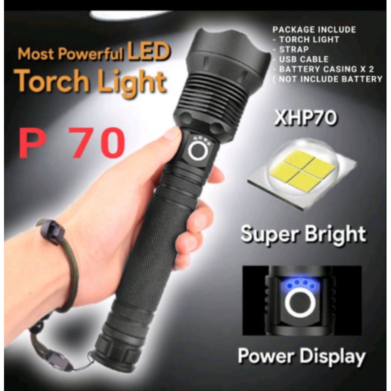 XHP 50/XHP 70 USB RECHARGEABLE TORCHLIGHT 50000LM( NOT INCLUDE BATTERY ...