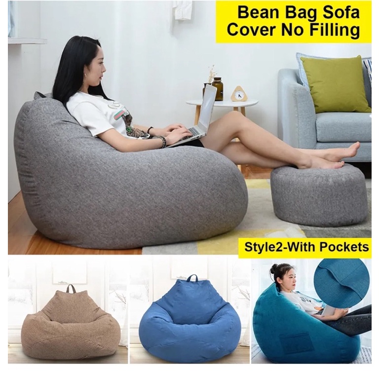 Bean Bag Sofa Cover Lazy Sofa Cover Chair Cover Kerusi Malas Sofa Malas Bean Beg No Filling ...