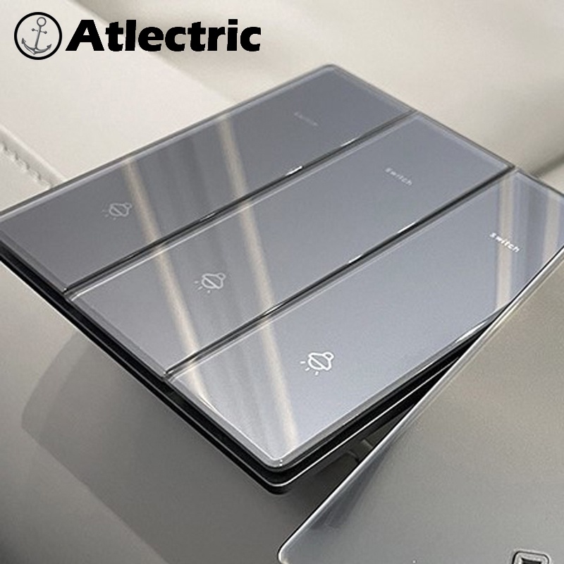 Ultrathin Panel Ordinary Light Switch Gray Glass Panel Wall Switch ...
