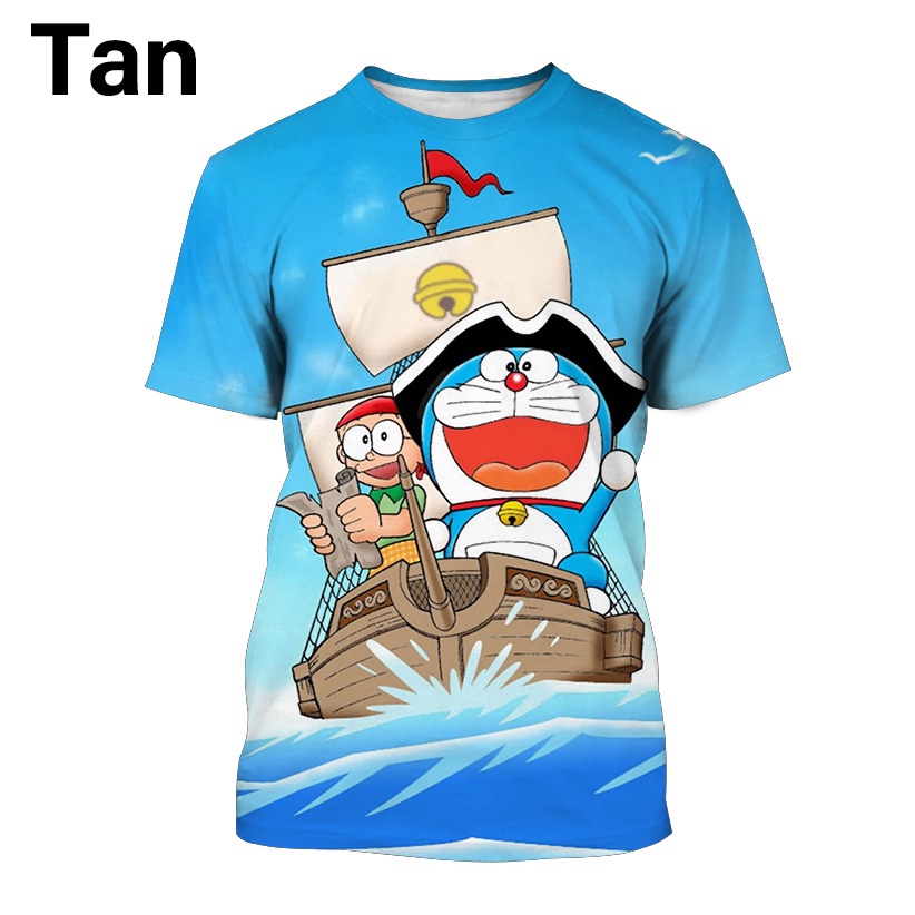 Doraemon T-Shirt Men Robot Shirt Design Ragged Cartoon 3D Print Top and ...