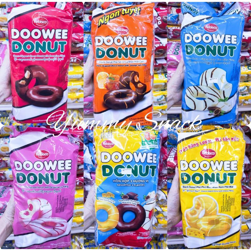 [12pkt] Doowee Donut Chocolate Cheese White Chocolate Orange Strawberry ...