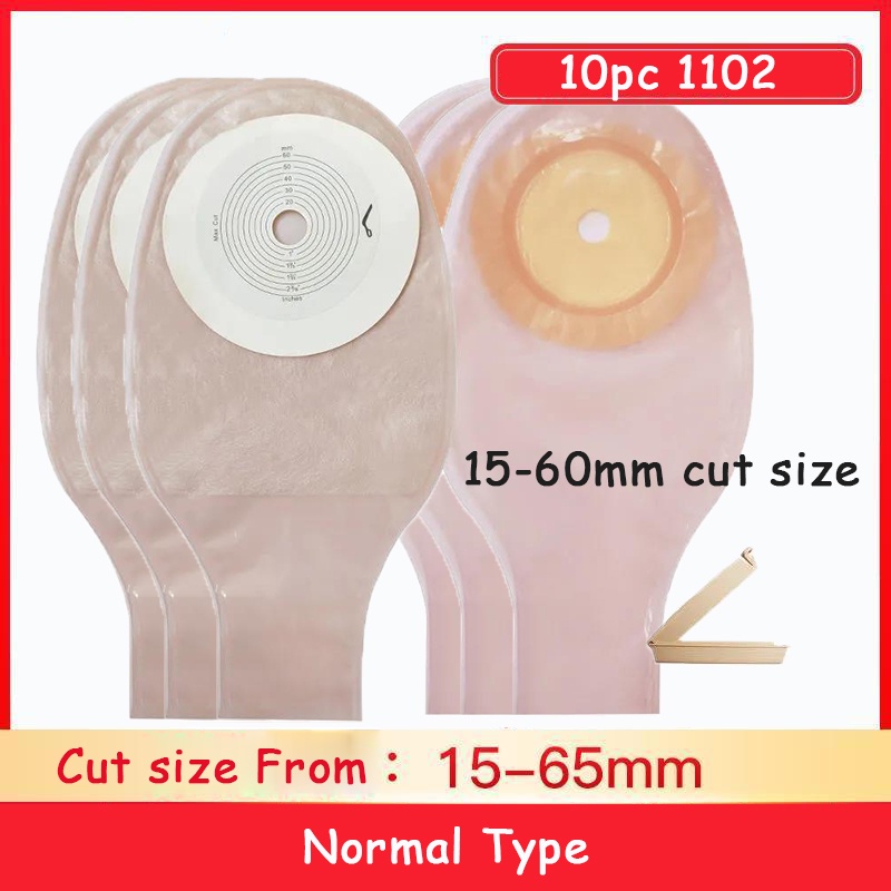 10Pcs Ostomy Bag One-piece System Drainable Colostomy Bag Pouch Stoma ...