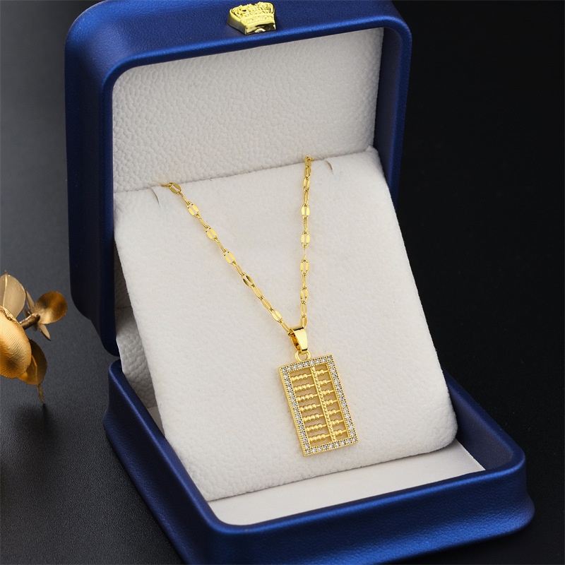 Singul Zircon Abacus Pendant Titanium Steel Necklace Women Fashion ...