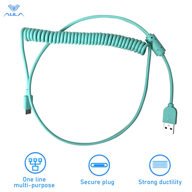 AULA Type C Coiled Cable Wire Keyboard Cable Connector USB Type C ...