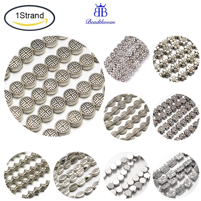 Beadthoven 1Strand Tibetan Style Flower Alloy Bead Strands Lead Free ...