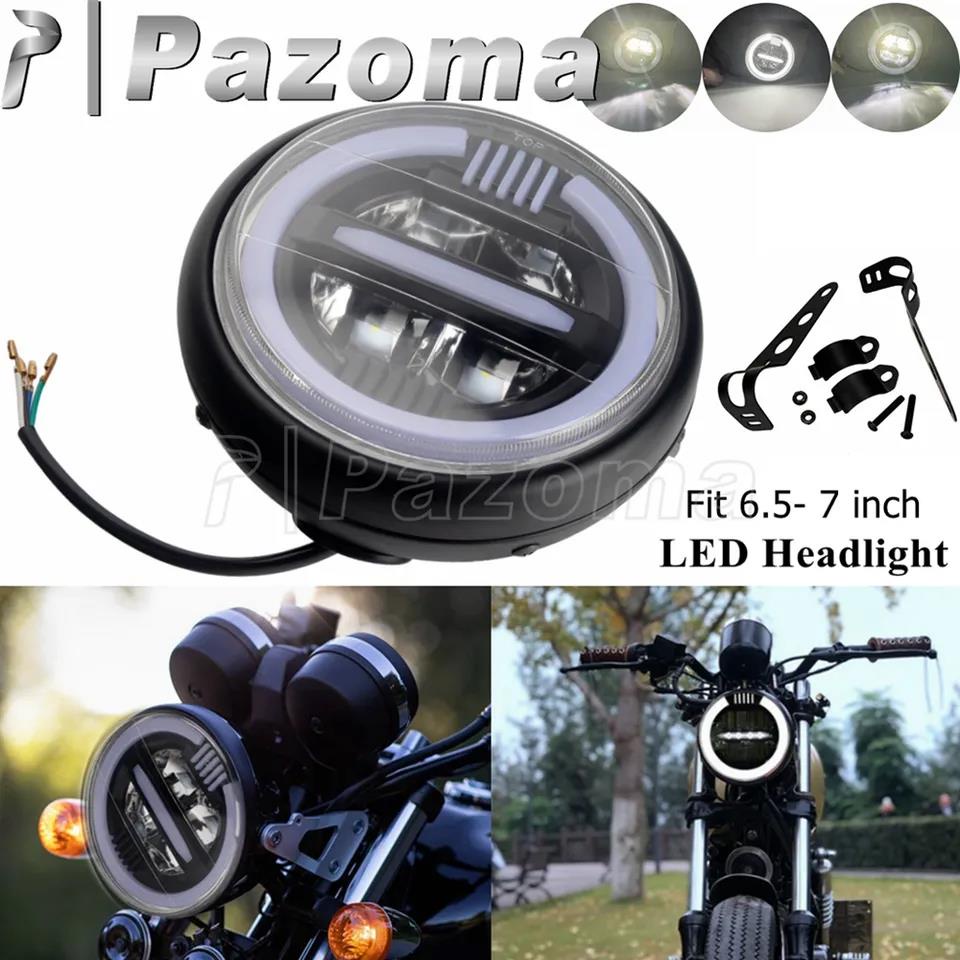 9-32V Retrofit Retro Motorcycle LED Headlight 6.5" - 7" Hi/Low Beam ...