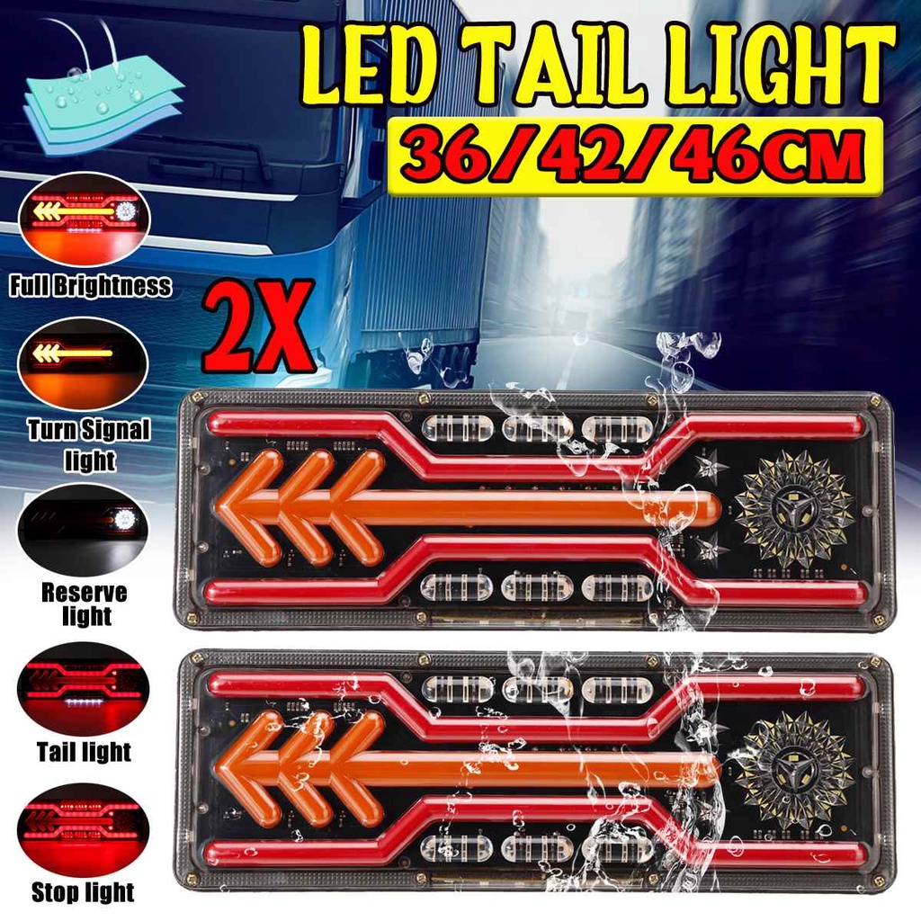 Pair 24V LED Truck Taillight Brake Light Flowing Turn Signal Indicator ...