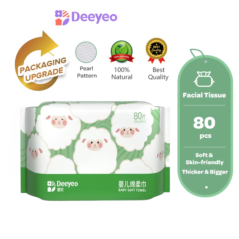 Deeyeo Thickened Soft Disposable Baby Facial Cotton Tissue (80pcs per ...