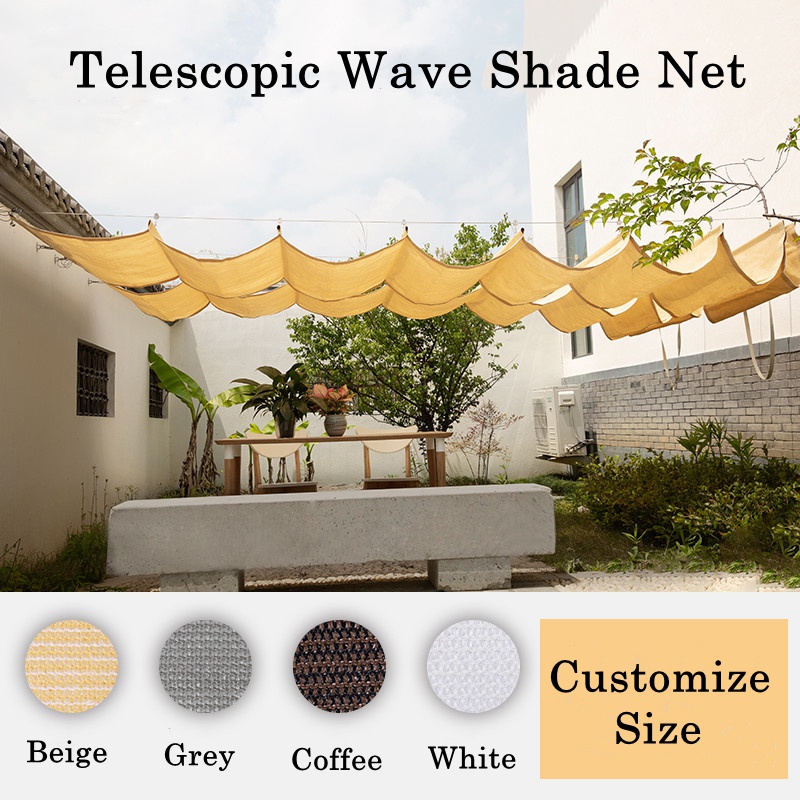 Outdoor Retractable Wave Shade Net HDPE Anti-UV Telescopic Sun Shade ...