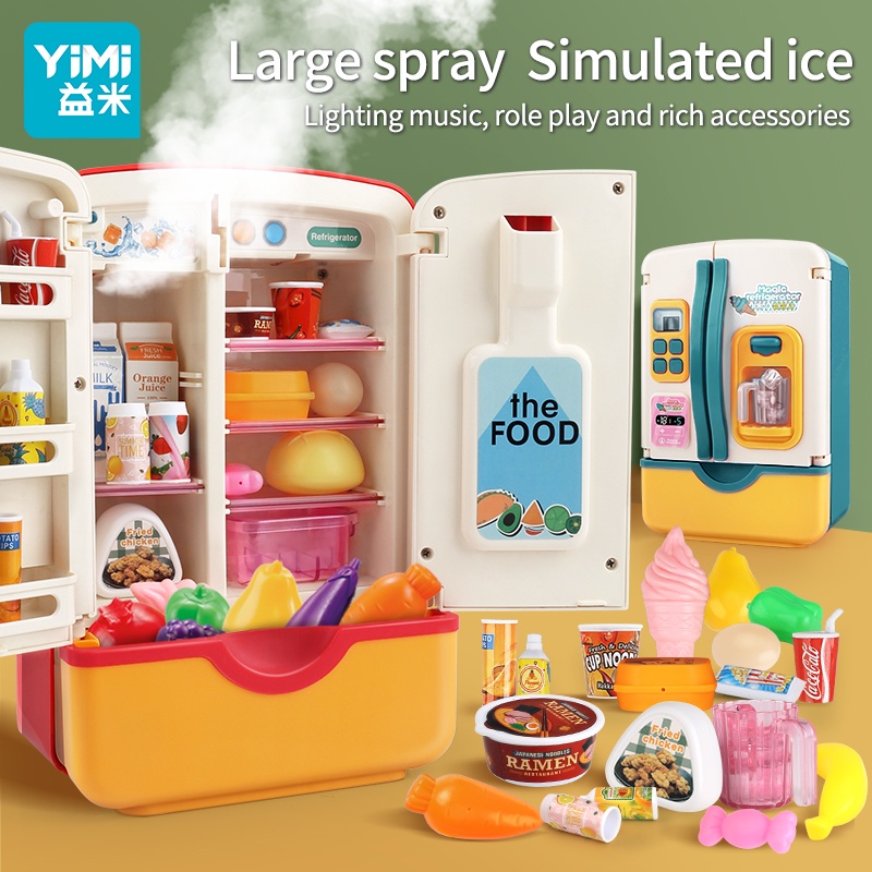 YIMI Kitchen Pretend Play Set Simulation Refrigerator Toys Dollhouse ...