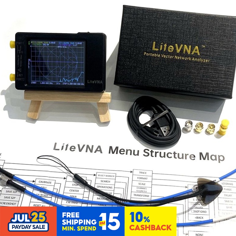 LiteVNA62 50KHz ~ 6.3GHz LiteVNA 2.8" Touch Screen Vector Network Analyzer VNA HF VHF UHF ...