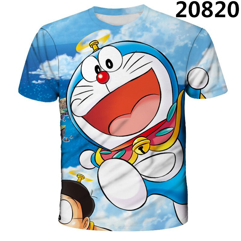 Doraemon T-Shirt Men Robot Shirt Design Ragged Cartoon 3D Print Top and ...