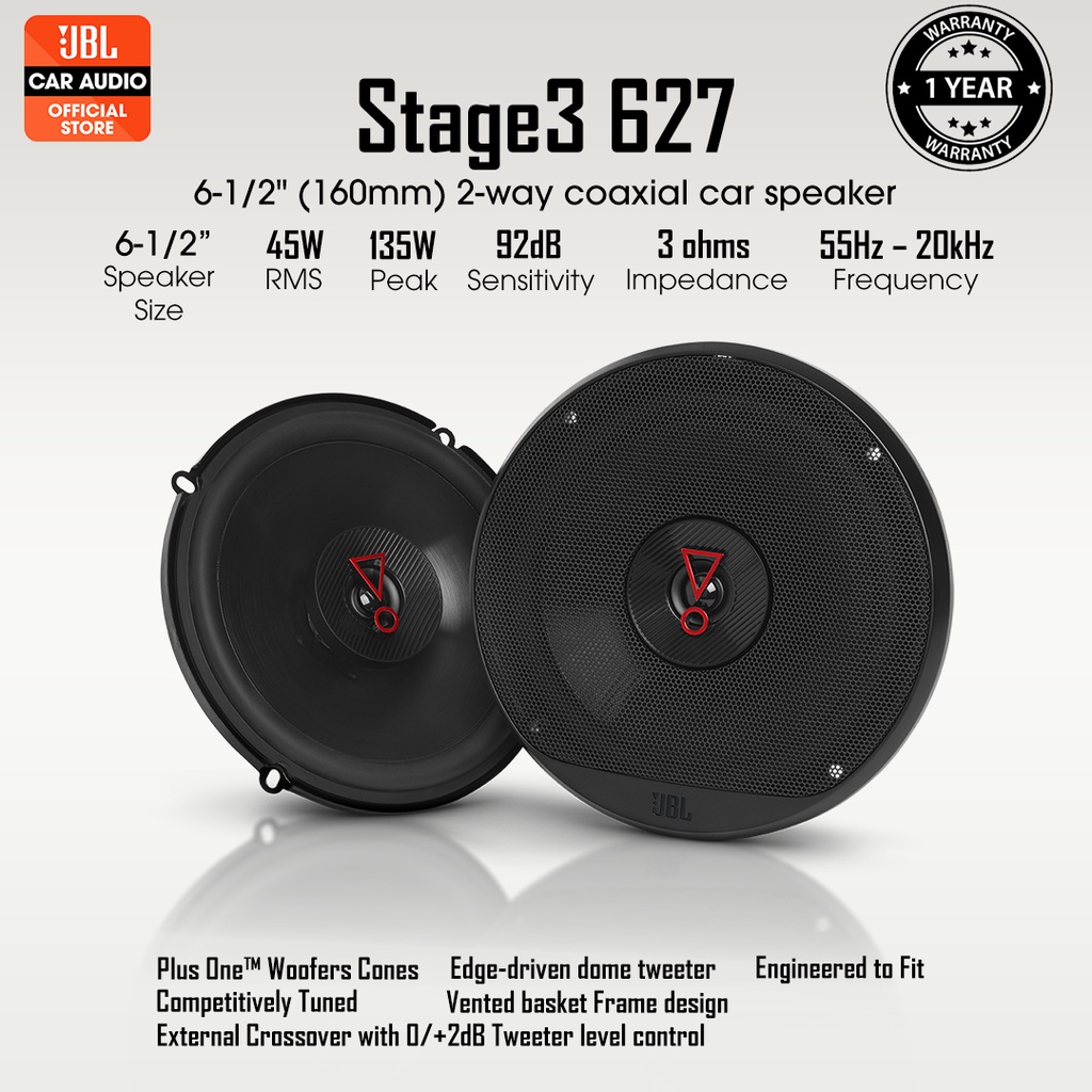 JBL Stage 3 627 - 2 Way Coaxial Speaker With Grille (6.5") | Shopee Malaysia