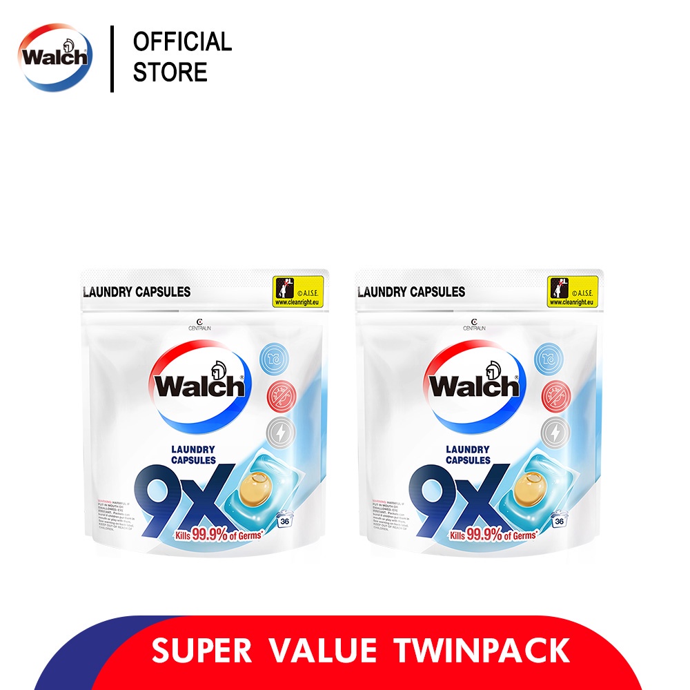 [TWIN PACK] Walch 9X Antibacterial Laundry Capsules Refill 12g x 36pcs ...