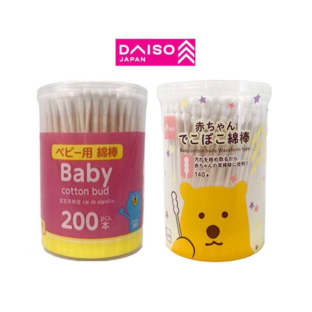 DAISO Baby Cotton Buds with Box Small Disposable White Ear Swabs Q-tips ...