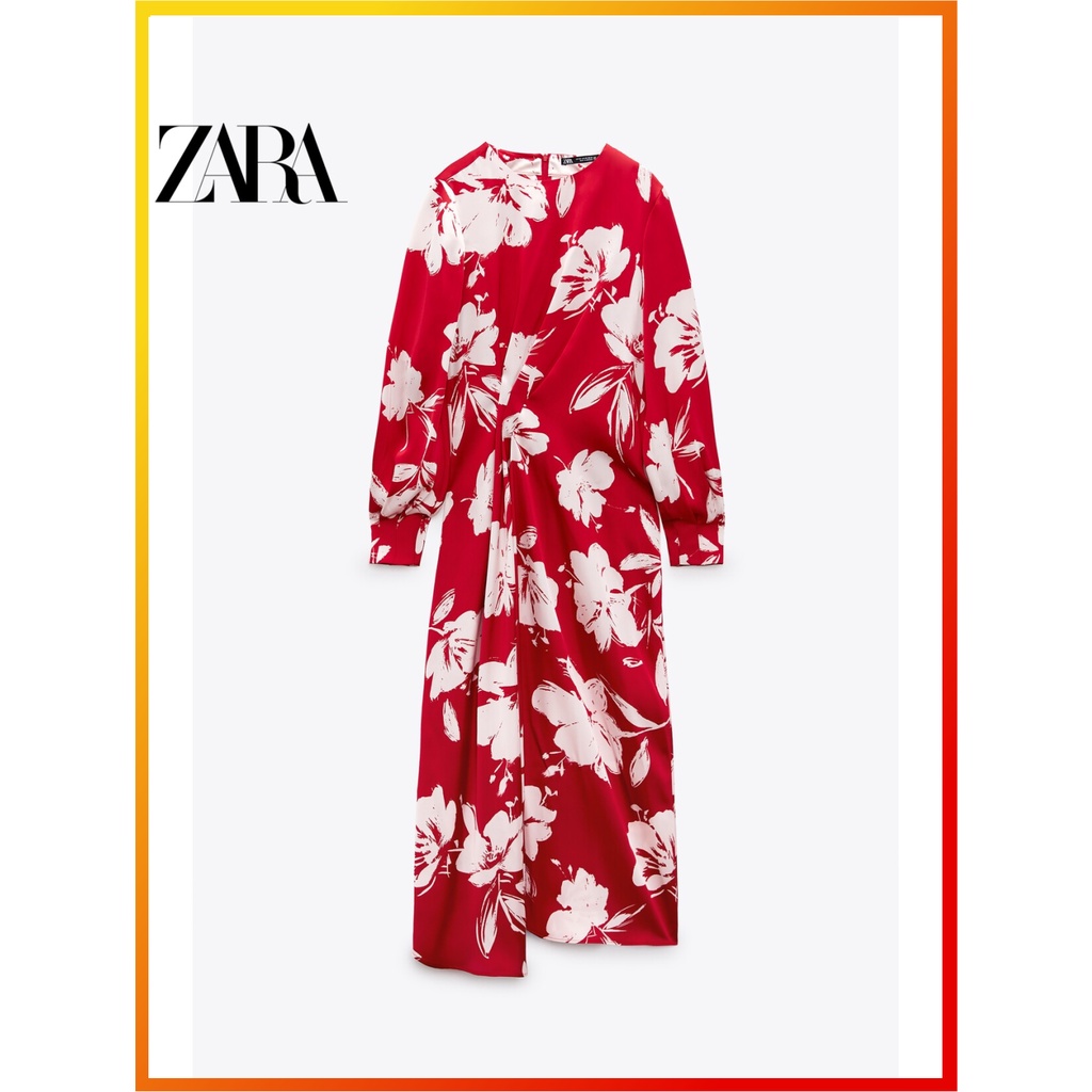 ZARA New Women's Flower Print Dress 2581117 067 | Shopee Malaysia