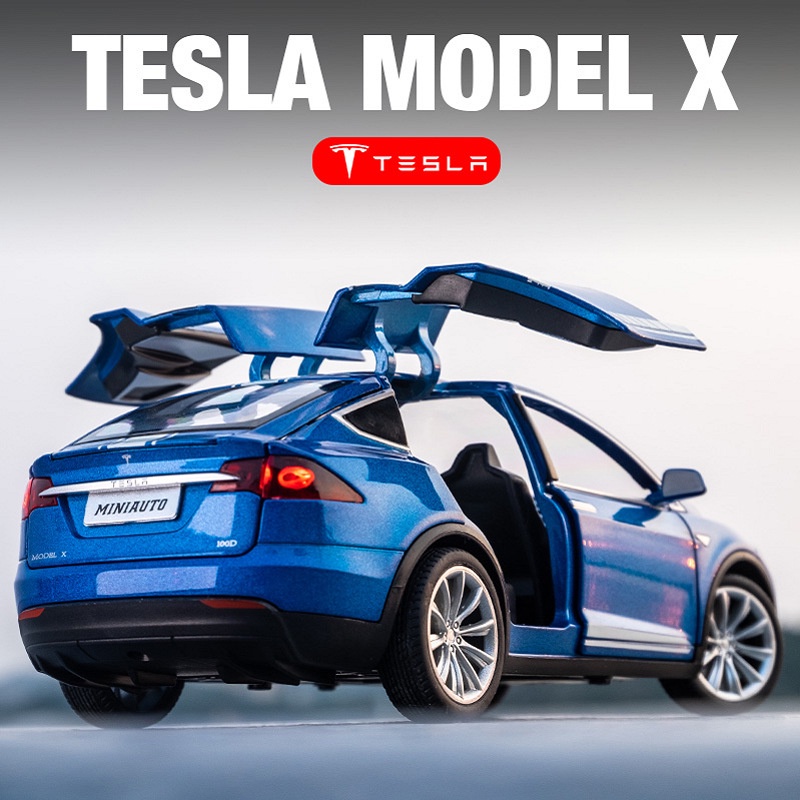 1:20 Scale Tesla Model X Alloy Car Model Pull Back Light & Sound effect ...