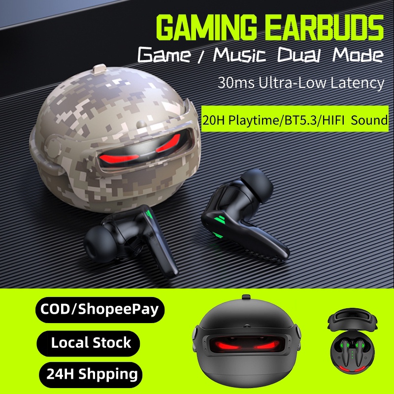 Earbud H03 PUBG Helmet Design Gaming Earbud Bluetooth 5.3 Earphone Cool ...