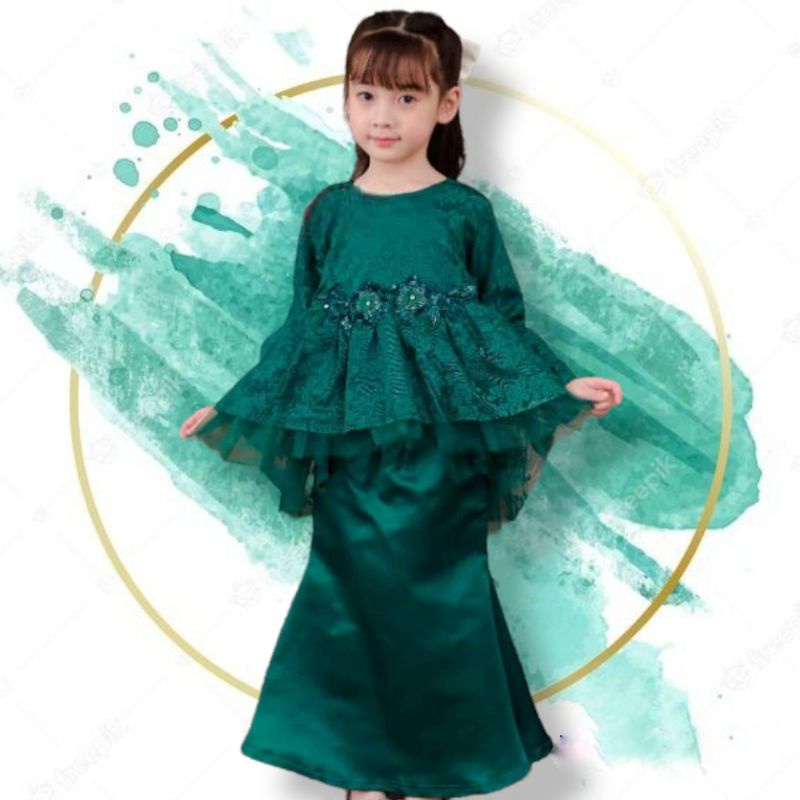 💚 EMERALD GREEN (40 DESIGN) Baju Kurung Budak Baju Raya Tema Emerald ...