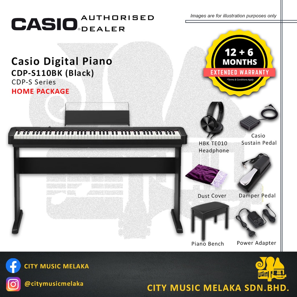 Casio 88-Key Digital Piano CDP-S110BK Home Package (Black) | Shopee ...