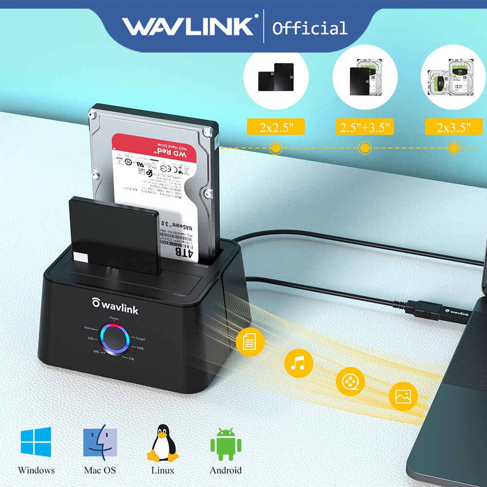 Wavlink Dual Bay Hard Drive Docking Station, USB 3.0 to SATA I/II/III ...