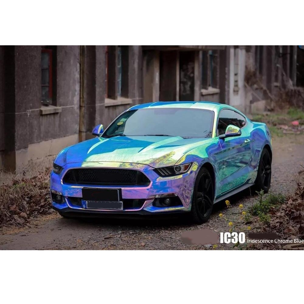 1.35M x 10M Holographic Rainbow Neo Chrome Blue Car Body Vinyl Wrap ...
