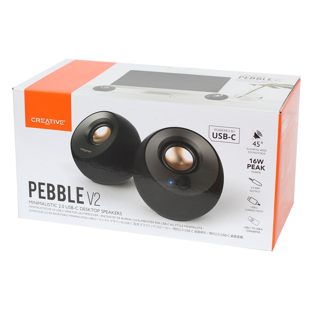 Creative Pebble V2 Minimalistic 2.0 USB-C Satellite Speakers for PC ...