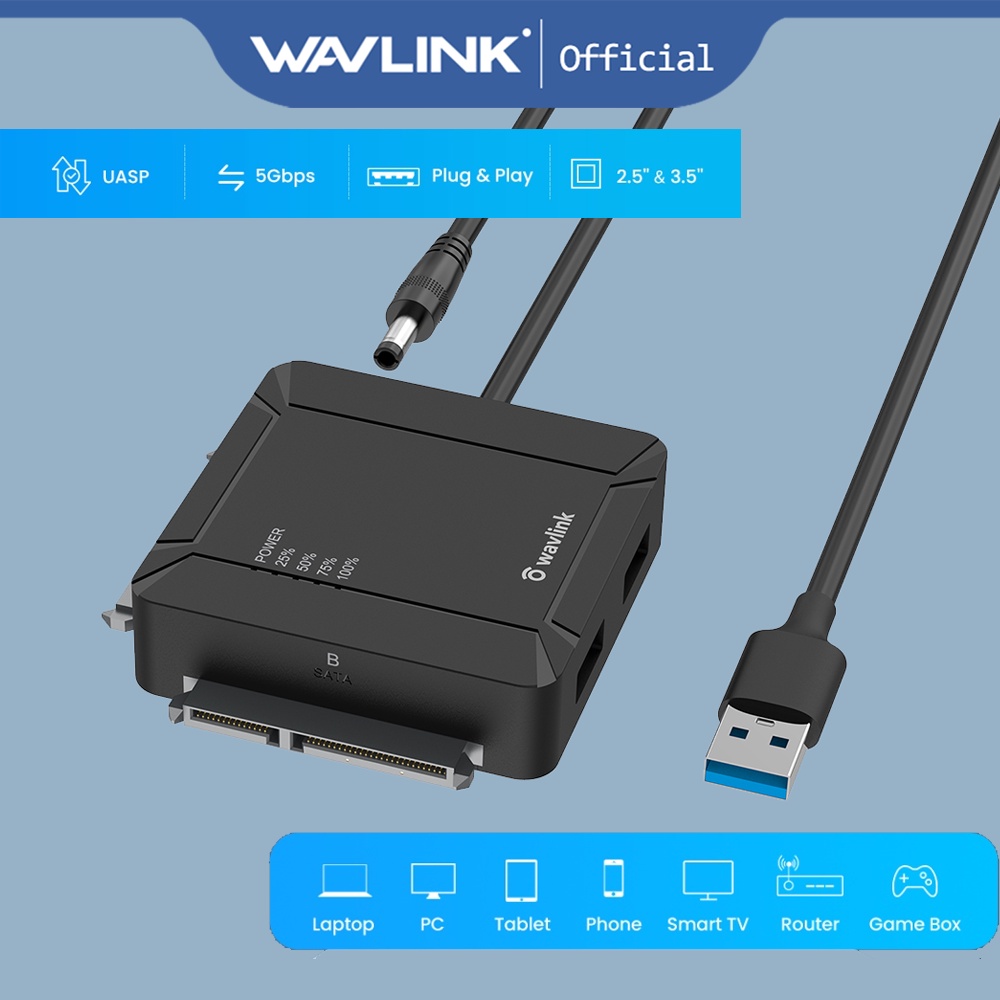 (2x18 TB & UASP Supported) WAVLINK USB 3.0 to Dual Bay SATA Adapter ...