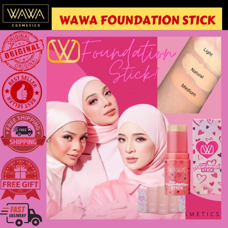 ‼️🔥𝐇𝐎𝐓 𝐈𝐓𝐄𝐌🔥‼️WAWA GLOW FOUNDATION STICK | ORIGINAL HQ | WAWACOSMETICS BY WAWA ZAINAL | Shopee ...