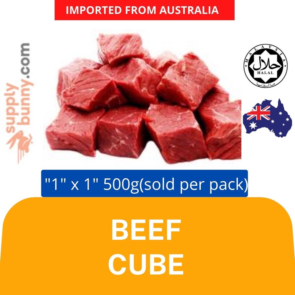 Australian Beef Cube (1" x 1") (500g per Pack) Frozen Ketulan Daging ...