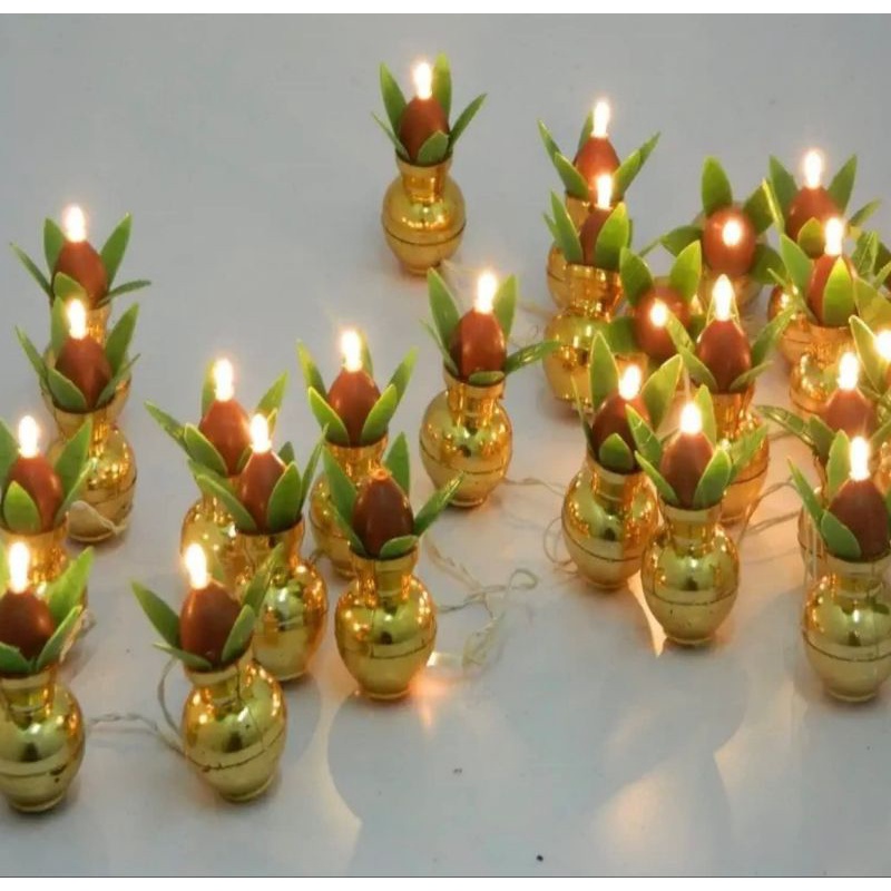 Electric Golden Kalash Diya Deepak Tealight Rice Lamp And 1 Hand Shape ...