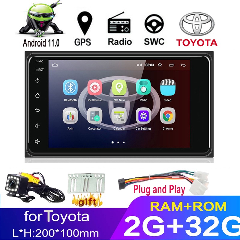 Android 12 Car Video Player 7 Inches 2 DIN for Toyota Android Car Radio ...
