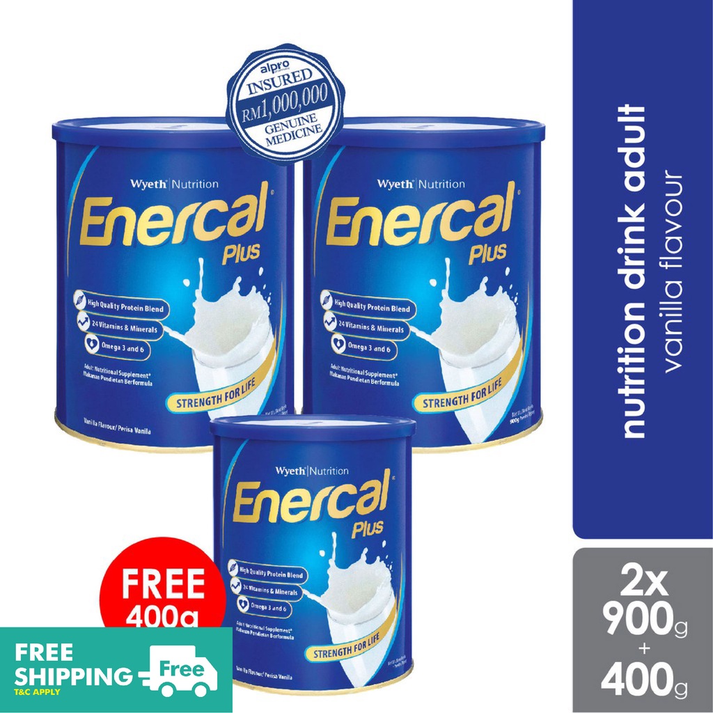 [Free 400g] Wyeth Enercal Plus Vanilla (2x900g) | Essential Adult ...